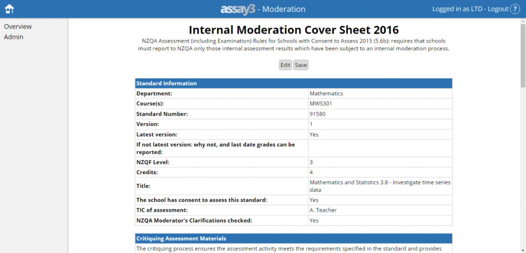 Moderation – Assay